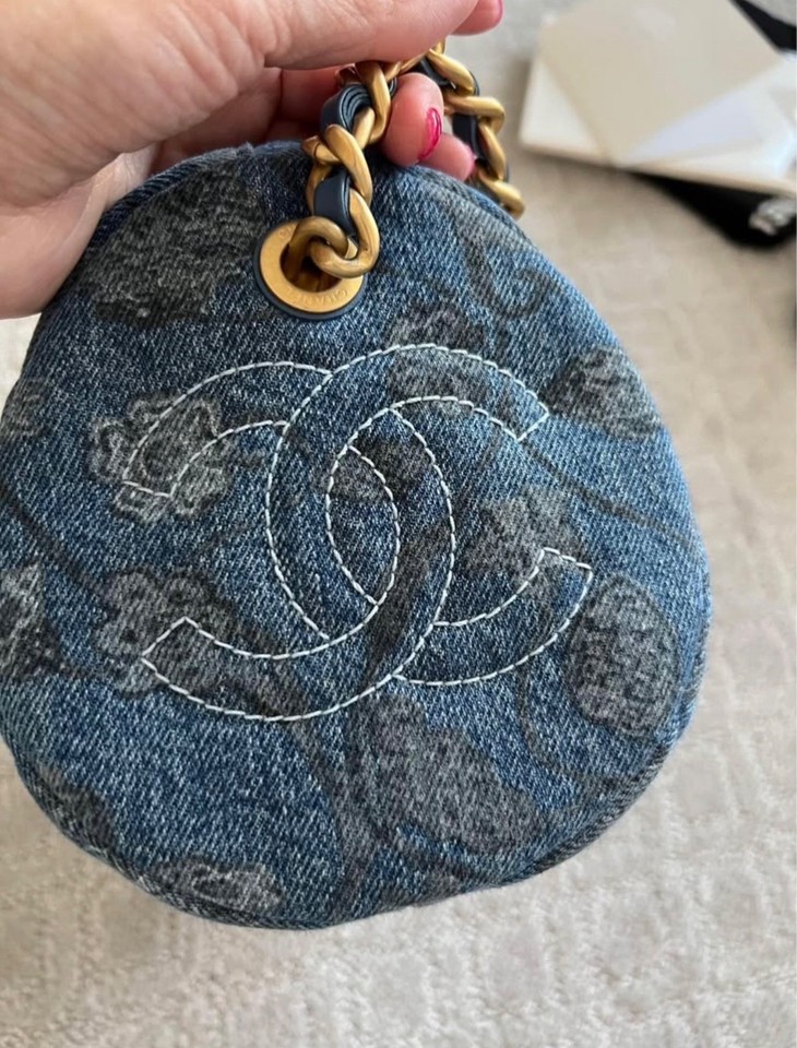 Chanel blue denim bowling bag | eBay