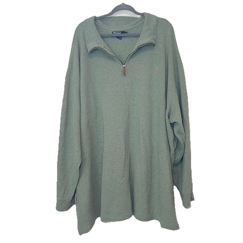 Vintage Polo Ralph Lauren Quarter Zip Mens Green Sweater 5XL Big 90s ...