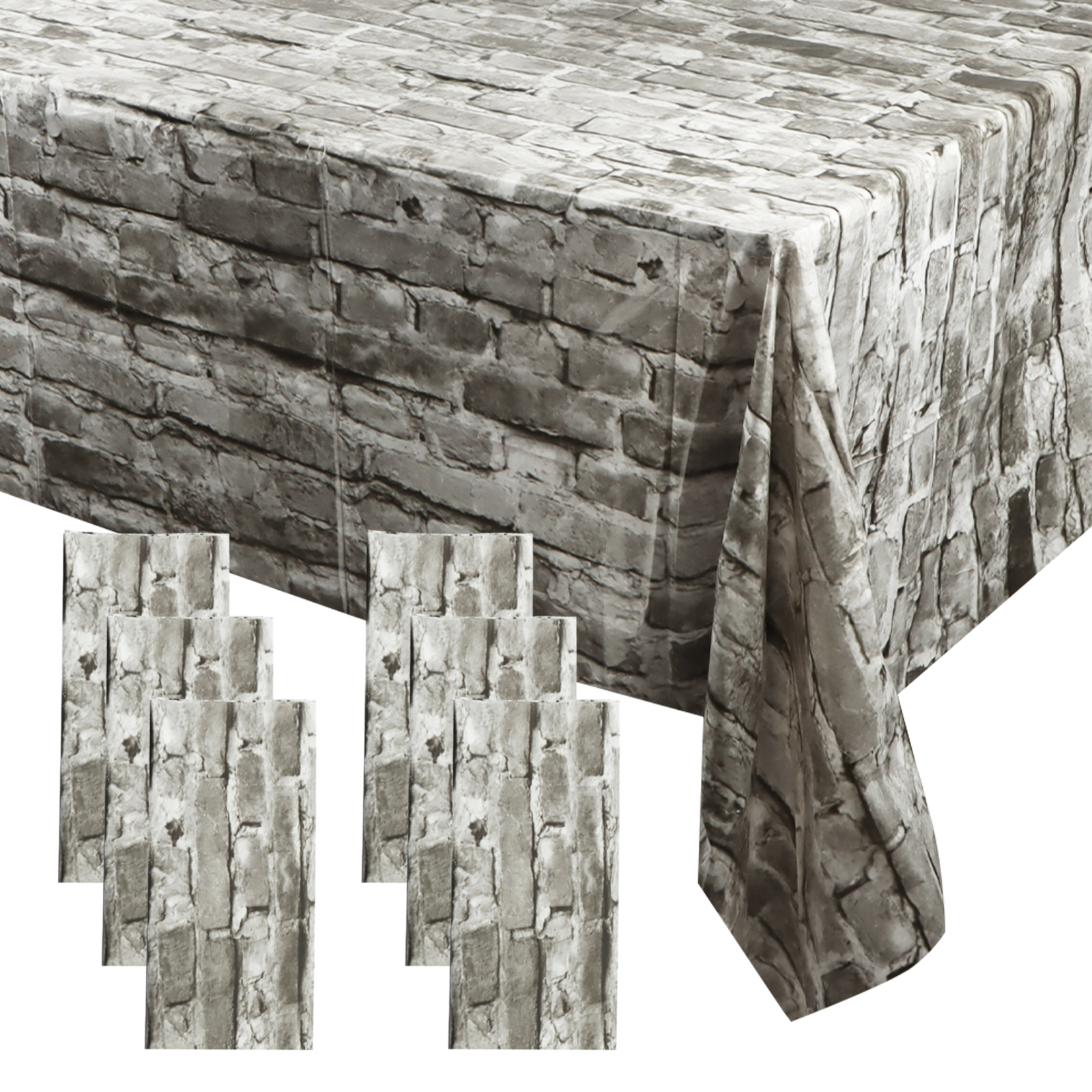 6 Sheets Wall Scene Medieval Themed Brick Tablecloth PE Realistic For ...
