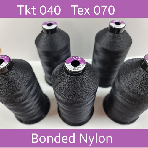 BLACK COATS BONDED NYLON THREAD NYLBOND TKT40 (TEX 070) 3000M CONES ...