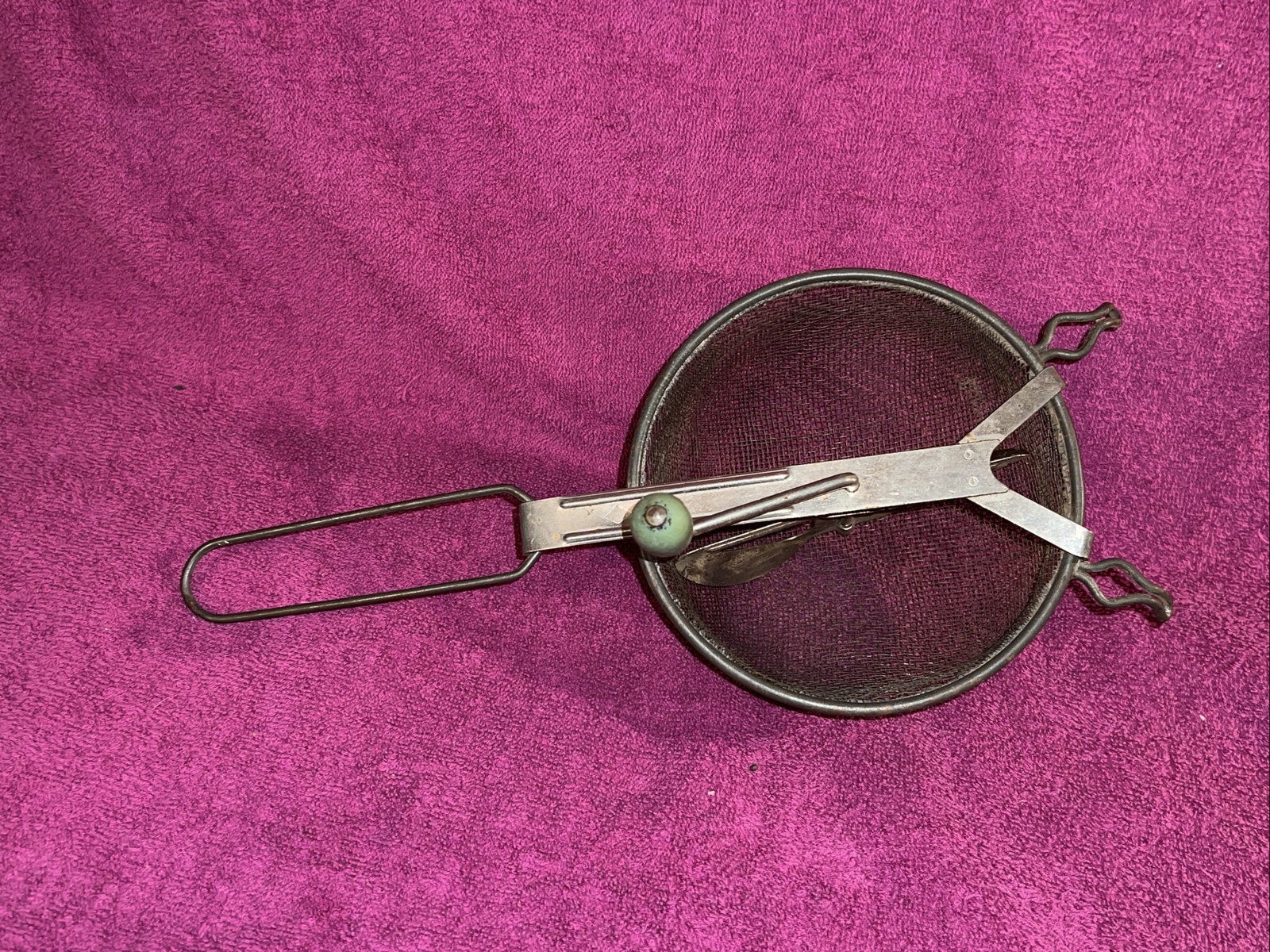 RARE Vintage 30s A&J Paddle Handle Metal Wire Colander Sifter Sieve ...