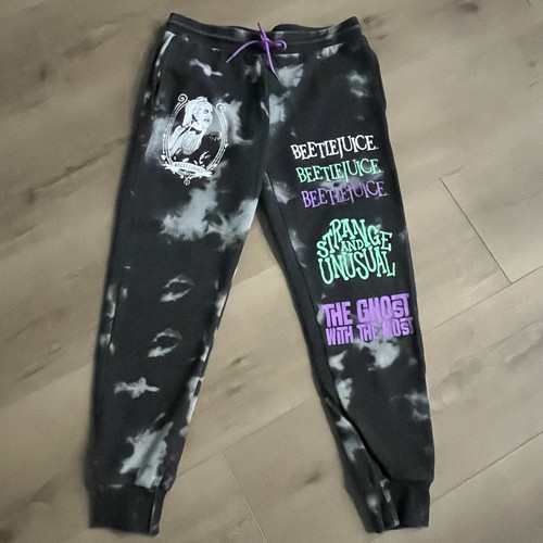 Beetlejuice Black Wash Joggers Pants Women M Goth Dark Fantasy Comedy ...