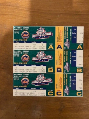 1998 NY Mets Phantom NLDS VINTAGE Ticket Shea Stadium - All Three ...