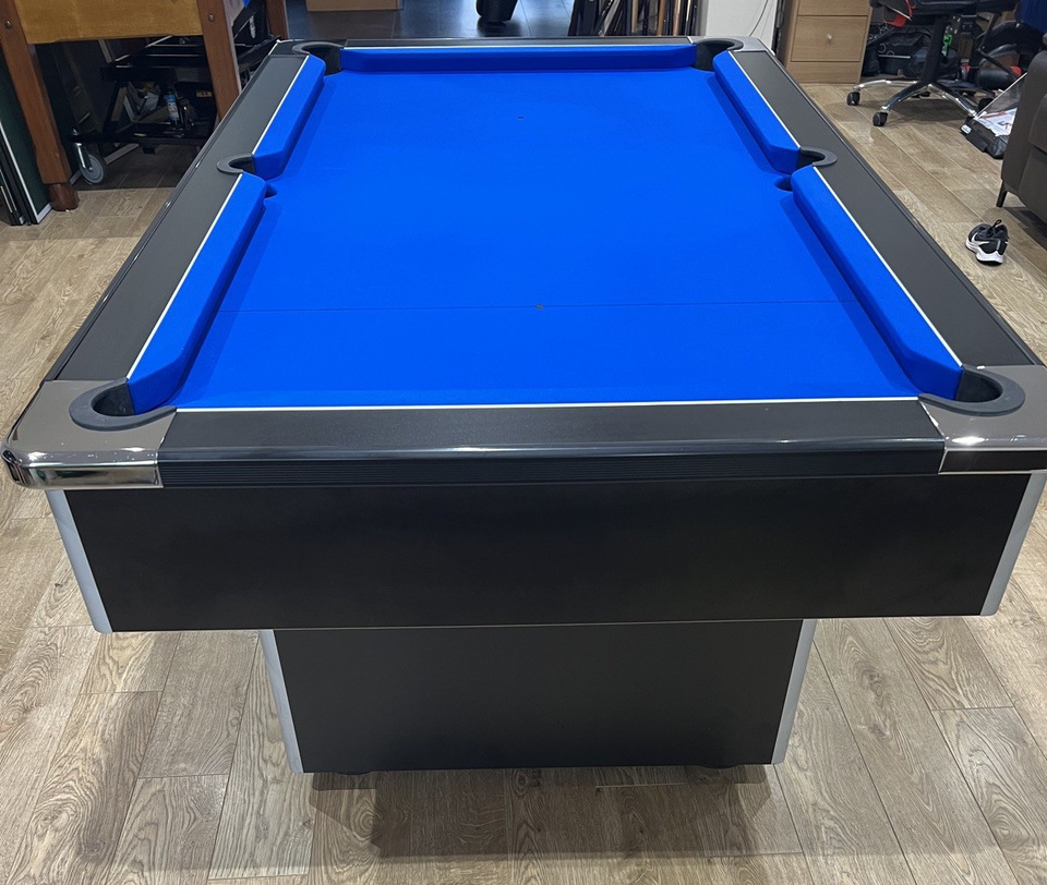 6ft x 3ft Black Ash with blue baize slate pool table | eBay UK