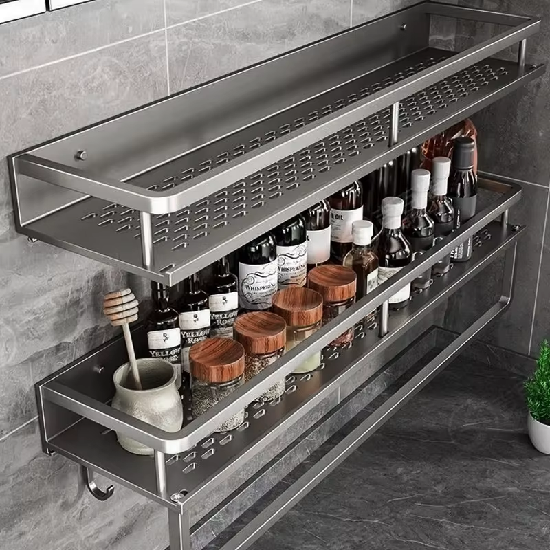 Aluminum Kitchen Shelf Wall Mounted Spice Organizer Rust and Moisture ...