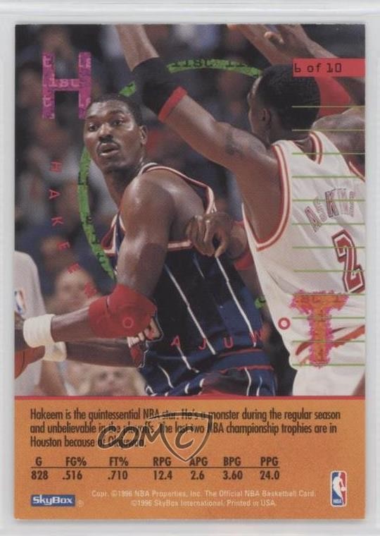 1995-96 NBA Hoops Hot List Hakeem Olajuwon #6 HOF | eBay