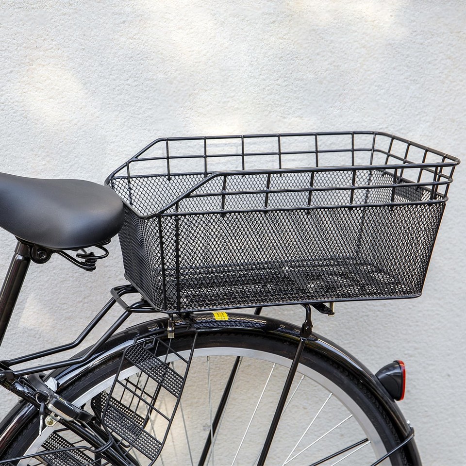 Rear Bike Basket - Large Bicycle Rear Basket with Cargo Net and ...