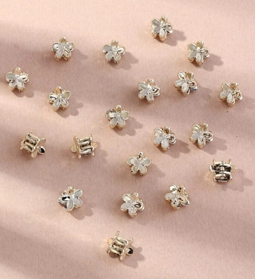6 Gold Flower Mini Hair Clips Claw Clamps Small Hair Claw Womens ...