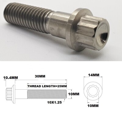 1X 12PT TITANIUM M10X1.25 BOLT 12 POINT M10 X 30MM M10X30MM LONG GRADE ...