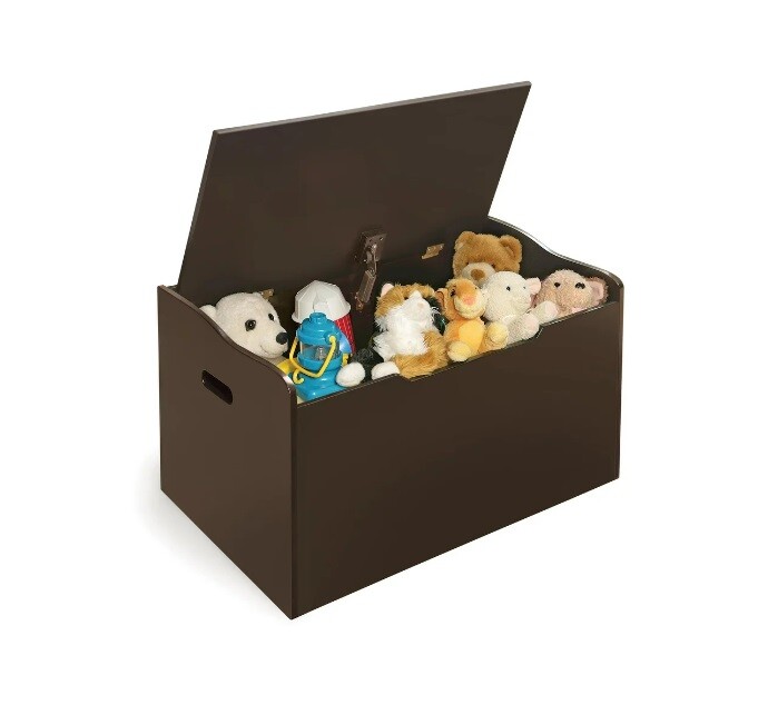 Brown Toy Box Storage Chest Organizer Kid Bin Wooden Lid Bench Play Room Hinge | eBay