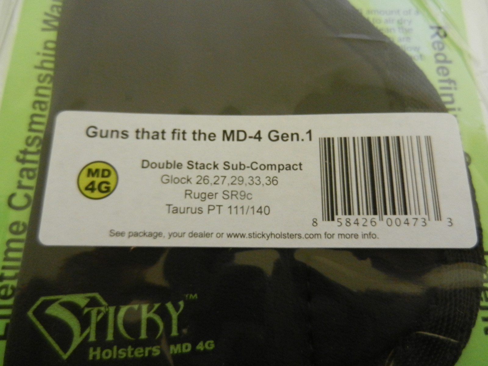 Sticky Holsters; Double Stack Sub Compacts; Glock 26, 27; Ambi; MD-4 ...