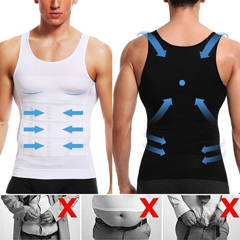 Men's Body Shaper Toning T-Shirt Ultra Durable Vest Compression Slim ...