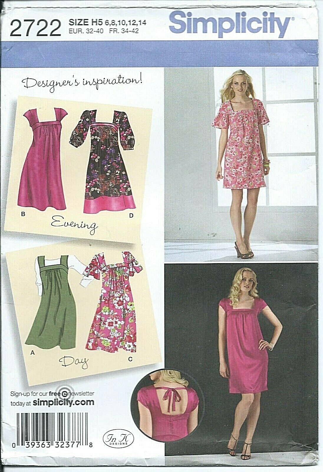 S 2722 sewing pattern DRESS with trendy sleeves Chic JUMPER sew sizes 6 ...