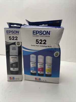 EPSON 522 EcoTank Black/Cyan/Magenta/Yellow Genuine Ink Bottle Brand ...