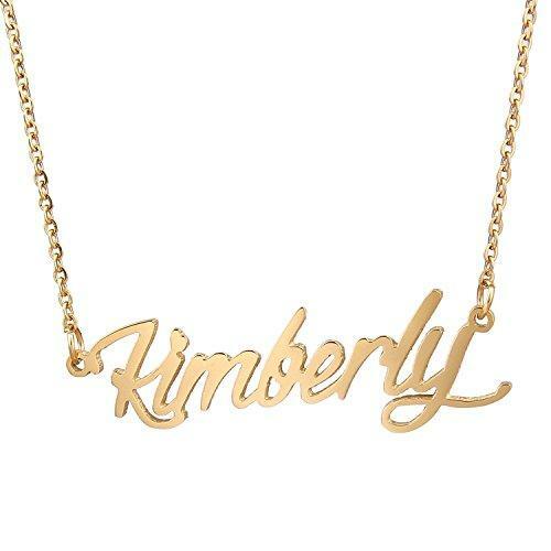 Personalized Cursive Kimberly Carrie Name Necklace Stainless Steel Gold ...