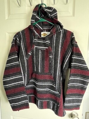 Earth Ragz Hoodie LG Black Maroon white Pullover Drug Rug Hippie Baja ...