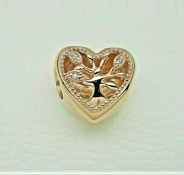 Authentic PANDORA #788826c01 Openwork Family Tree Heart Charm Rose ...