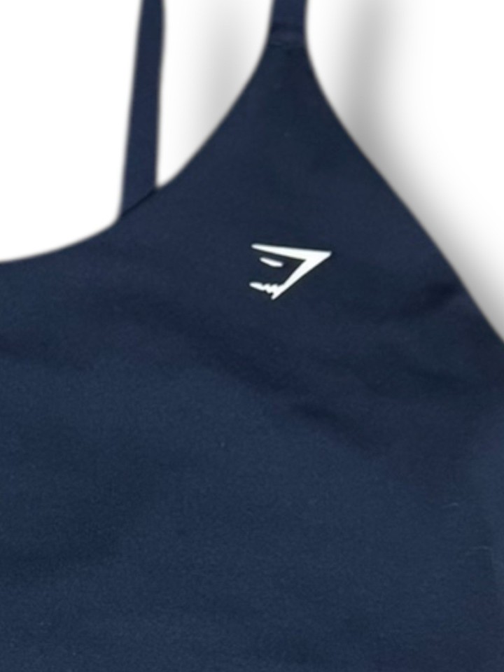 Gymshark XL Training Cami Tank With Shelf Bra Dark Blue Cropped Gym ...