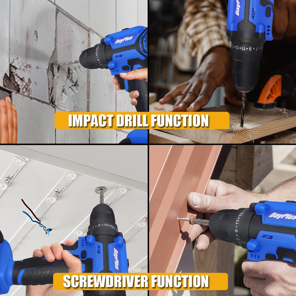 21V Cordless Drill Electric Drill Tool Set with Variable Speed Drill ...