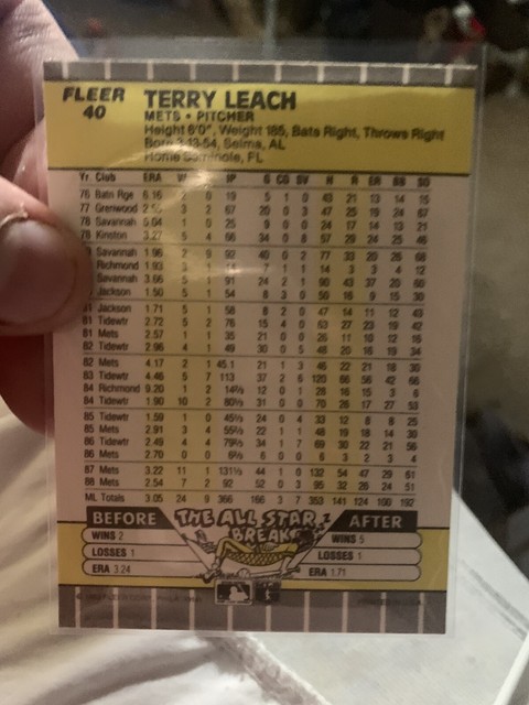 1989 Fleer - #40 Terry Leach for sale online | eBay