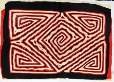 LATIN AMERICA ETHNOGRAPHIC ART KUNA WOMEN OCEAN WAVES MOTIF MAZE MOLA TEXTILE | eBay