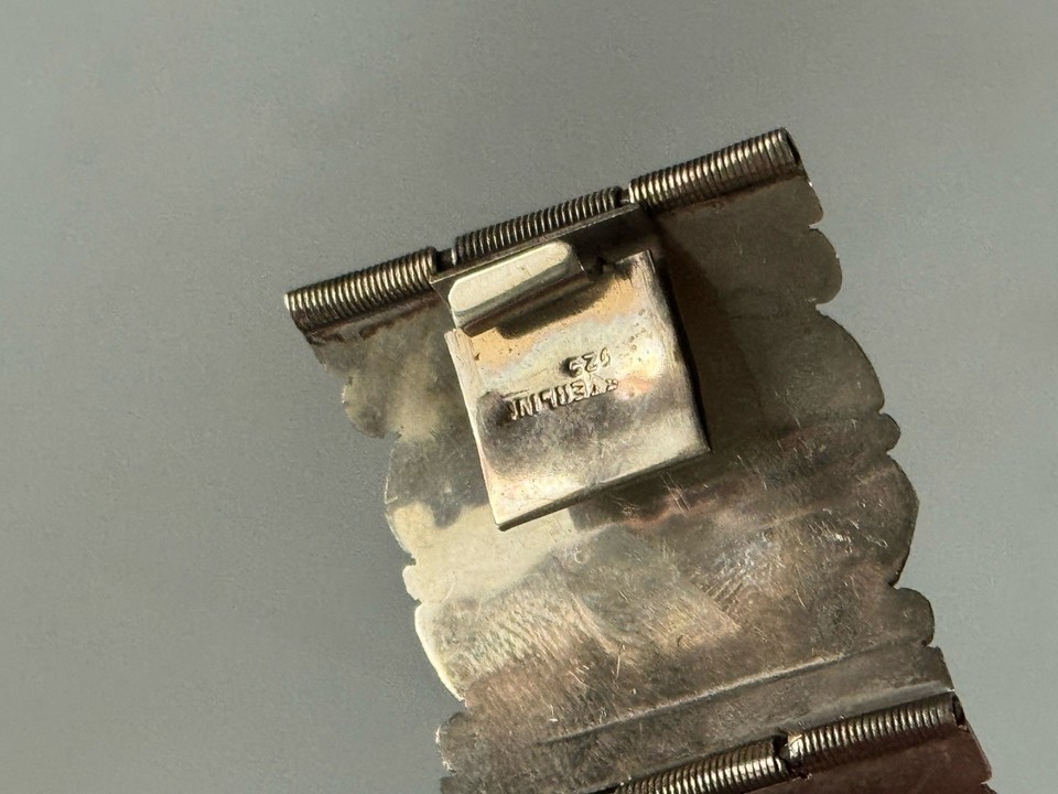 Vintage Mexico 925 Sterling Silver Coin Panel Bracelet Two Tone 45.89g ...