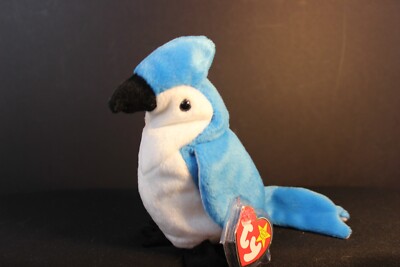 TY - Beanie Babies - ROCKET BlueJay Bird - DOB 3-12-97 - Tag Attached ...