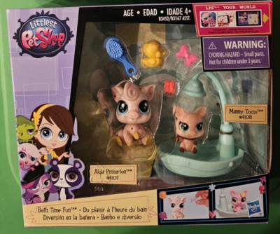 NEW Hasbro Littlest Pet Shop Bath Time Fun Alda Pinkerton & Manny Tocco ...