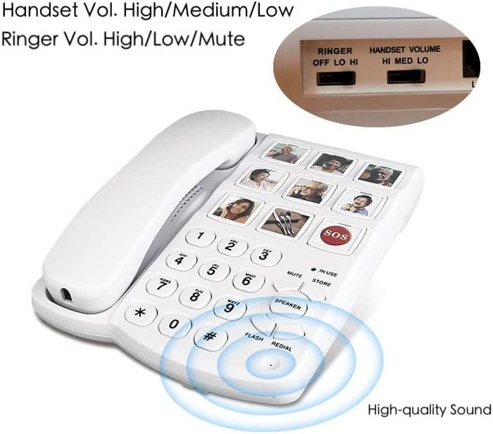 Big Button Telephone, Photo Memory Corded Phone for Seniors, Dial ...