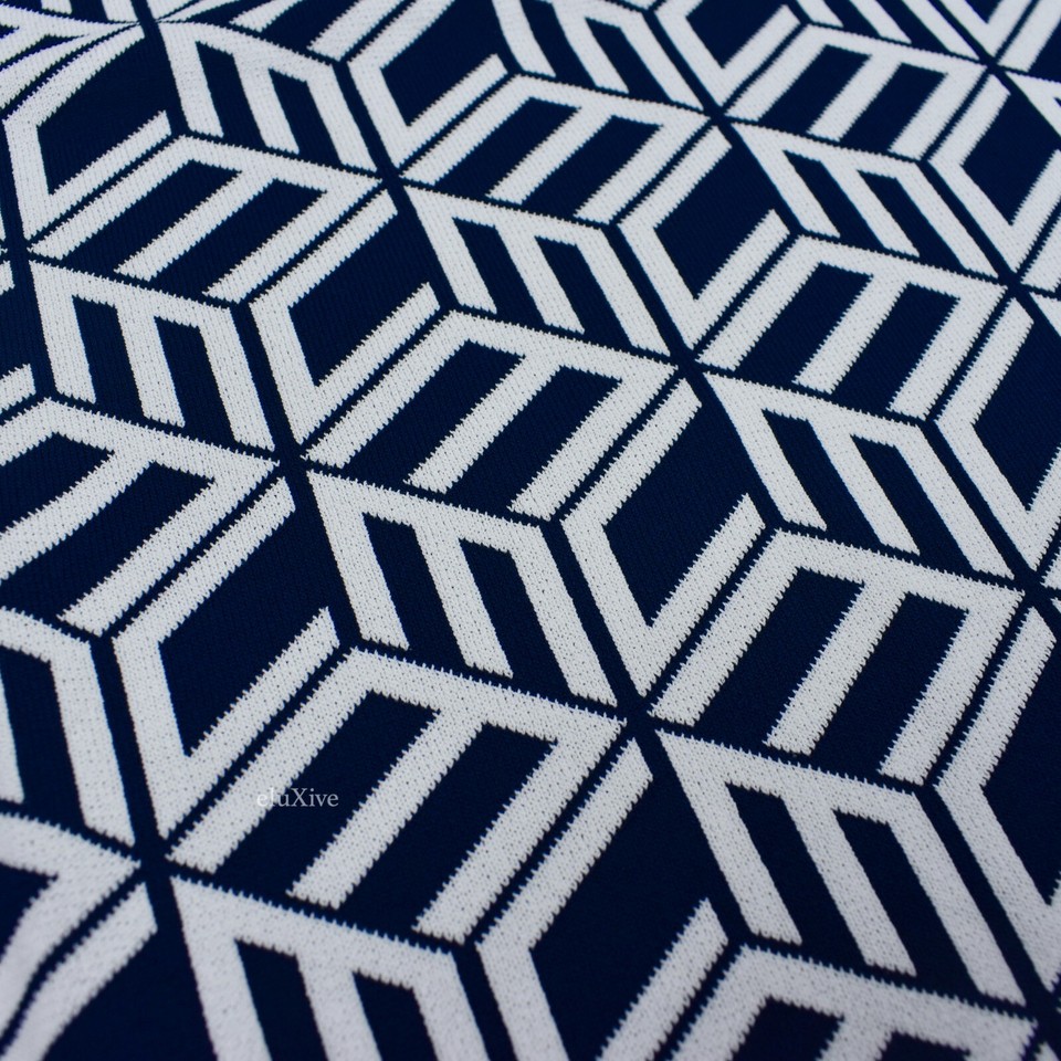 NWT $450 MCM Cubic Monogram Logo Knit Viscose Polo Shirt Navy Men's M ...