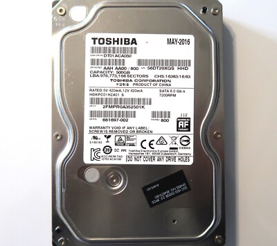Toshiba DT01ACA050 HDKPC01H2A01 S AAH AA00 FW:800 500gb 3.5" Sata (56D ...