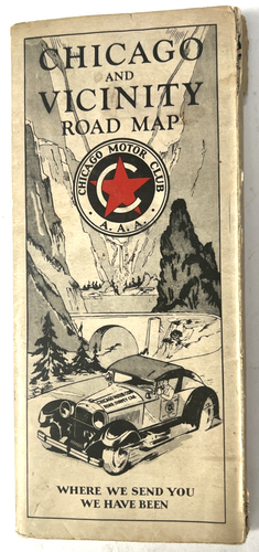 1930 Chicago Road Map Motor Club Pre-WWII Roaring 20s Mafia Era Travel ...