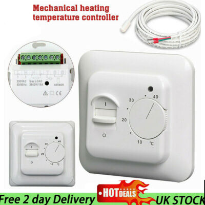 16A Electric UnderFloor Heating Thermostat Control Switch White + Floor ...
