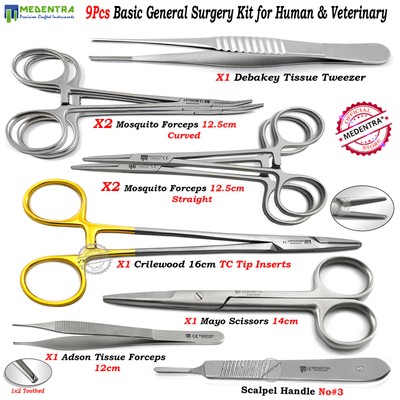Small Animals Veterinary Surgery Kit Surgical Adson Thumb Forceps ...