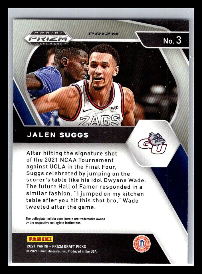 Jalen Suggs 2021 Panini Prizm Draft Picks Orange Ice #3 RC Gonzaga ...