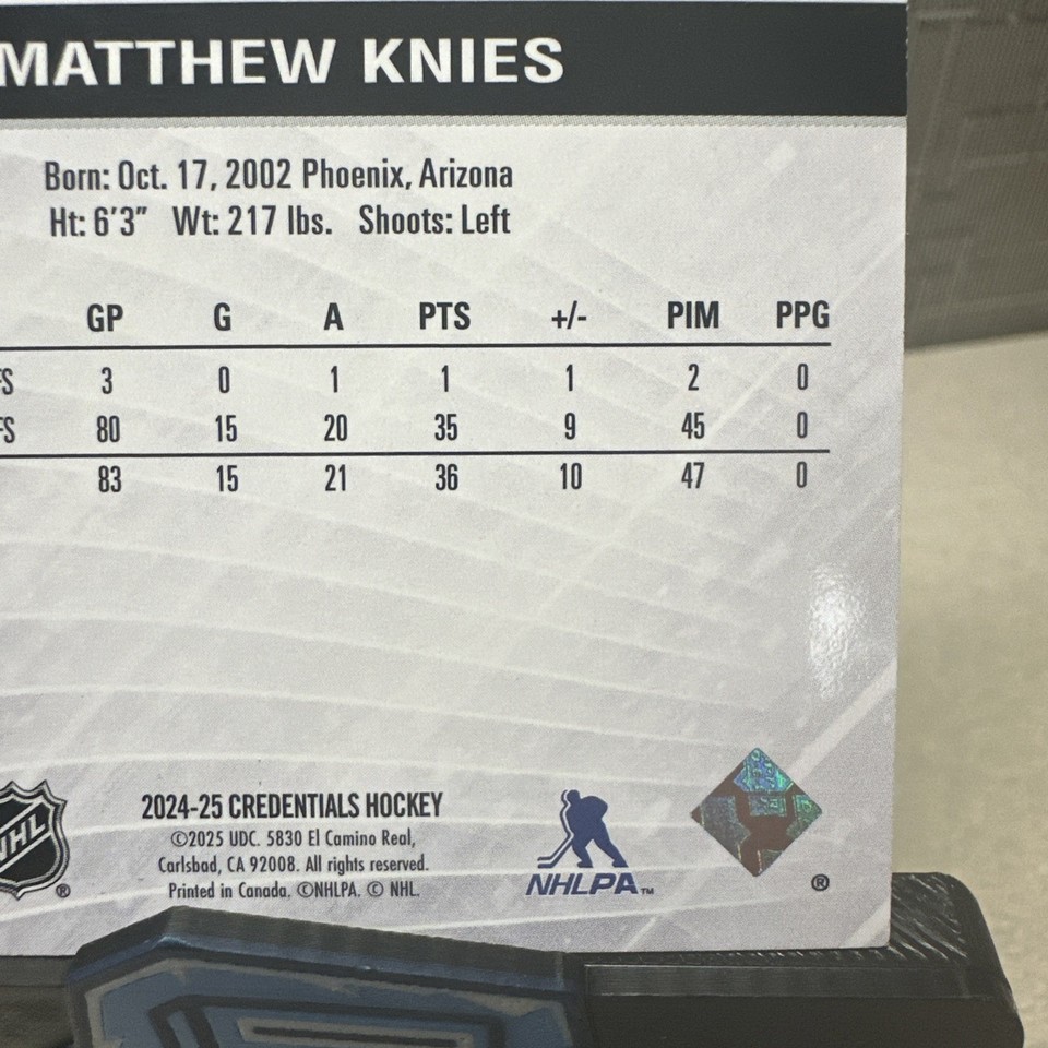 2024-25 Upper Deck Credentials Matthew Knies Card #57 Toronto Maple ...