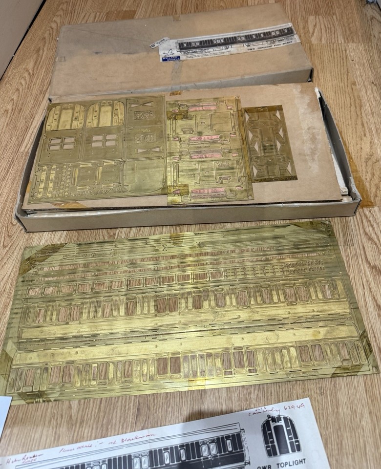 Mallard Models GWR TOPLIGHT FULL BRAKE coach O Gauge Kit Brass Etch ...