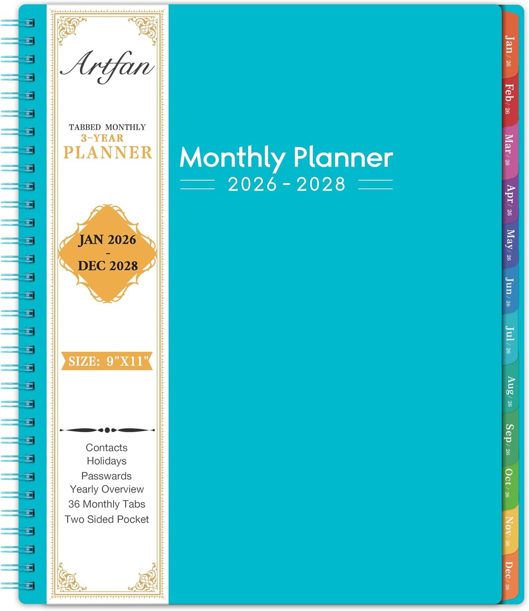 2026 Calendar Planner 3-Year Monthly Planner 2026-2028 – 9"x11", 36 ...