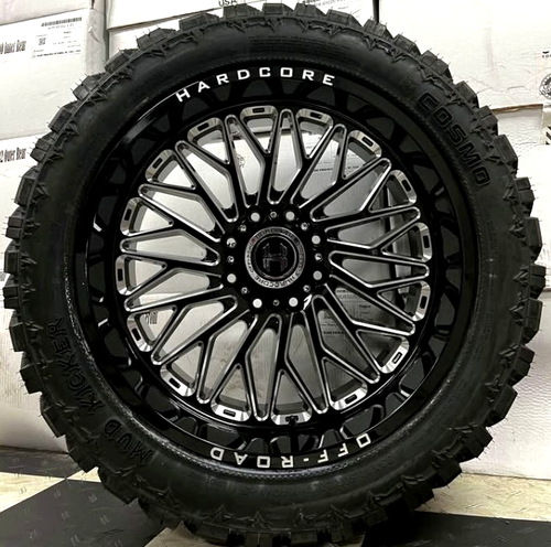 4 NEW 22x12 Hardcore HC103 Wheels and Tires -44 Black Milled 8x170 Ford ...