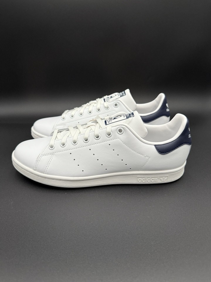 Adidas Originals Stan Smith Leather Sneakers Core White Navy Men’s Size ...