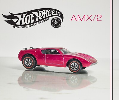 Hot Wheels Vintage 1970 Redline AMX/2 Rose US Black Interior Very Nice ...
