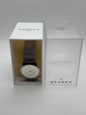 Men's Skagen 233LGSC Silver Tone Mesh Band Quartz Watch New Battery | eBay