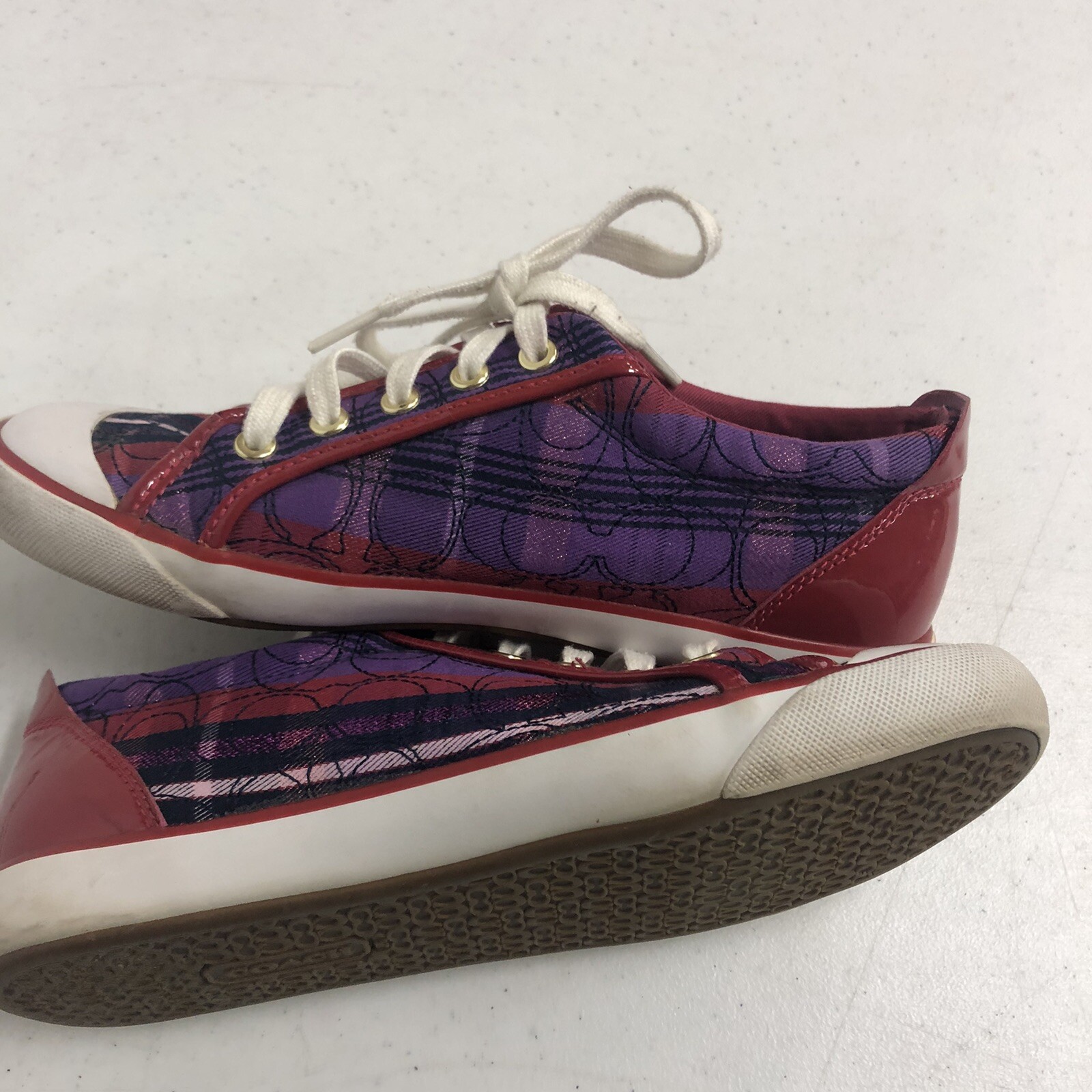 Coach Barrett Plaid Red Pink Purple Logo Sneakers Ten… - Gem