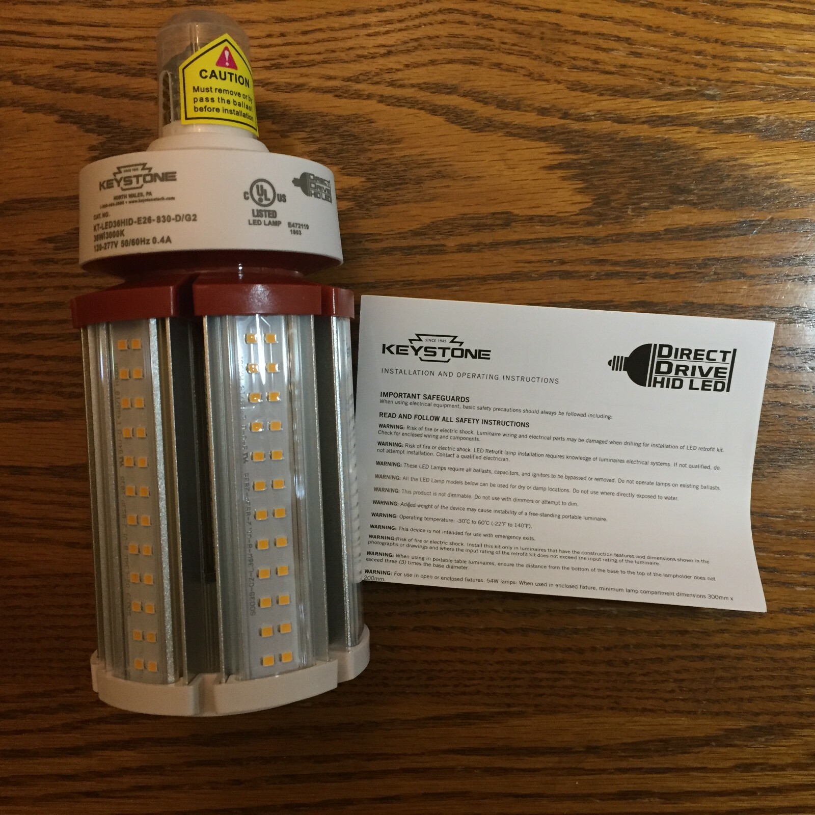 Keystone 36W LED Corn Lamp; 3000K; 5040 Lumens; KT-LED36HID-E26-830-D ...