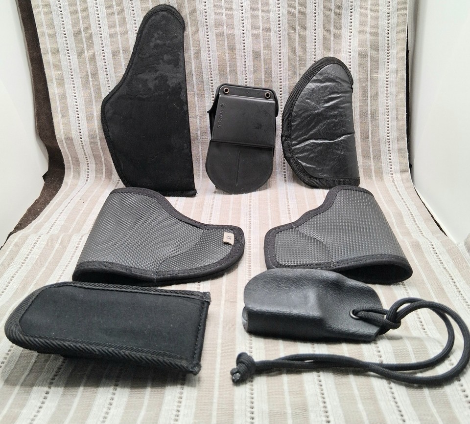 LOT OF 5 HOLSTERS. 1 Clip Holster and 1 Trigger Guard. Unknown Model of ...