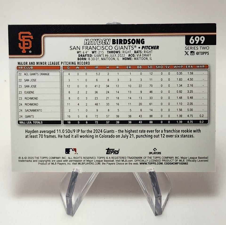 2025 Topps Series 2 Hayden Birdsong Pink Sand Glitter RC #699 Tigers | eBay