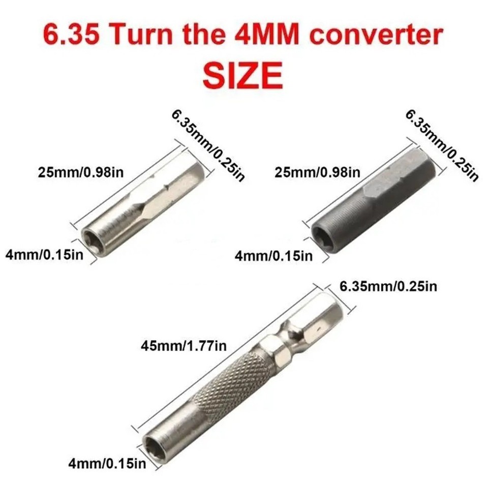 4mm Socket Adapter for 1/4 Inch For Hex Shank Tools 6pcs Precision Fit ...
