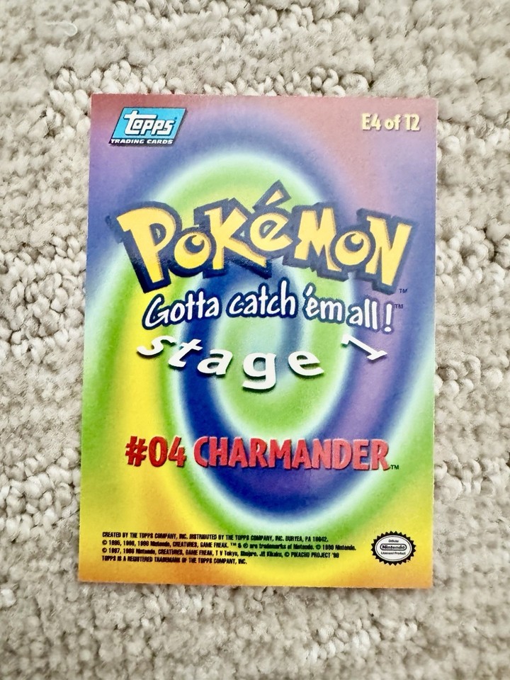 1999 Topps Pokemon Movie Edition Charmander E4 Of 12 Blue Label MINT ...