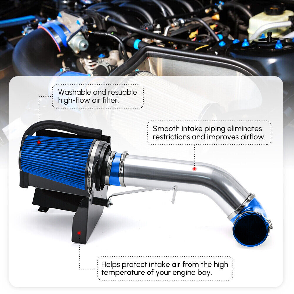 4" Inch Cold Air Intake Kit +Heat Shield for 99-06 GMC/Chevy V8 4.8L/5 ...
