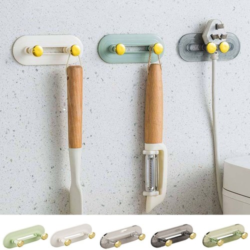 Non-punch Double Rows Hooks Plastic Key Hook Cute Sticky Hook Bathroom ...